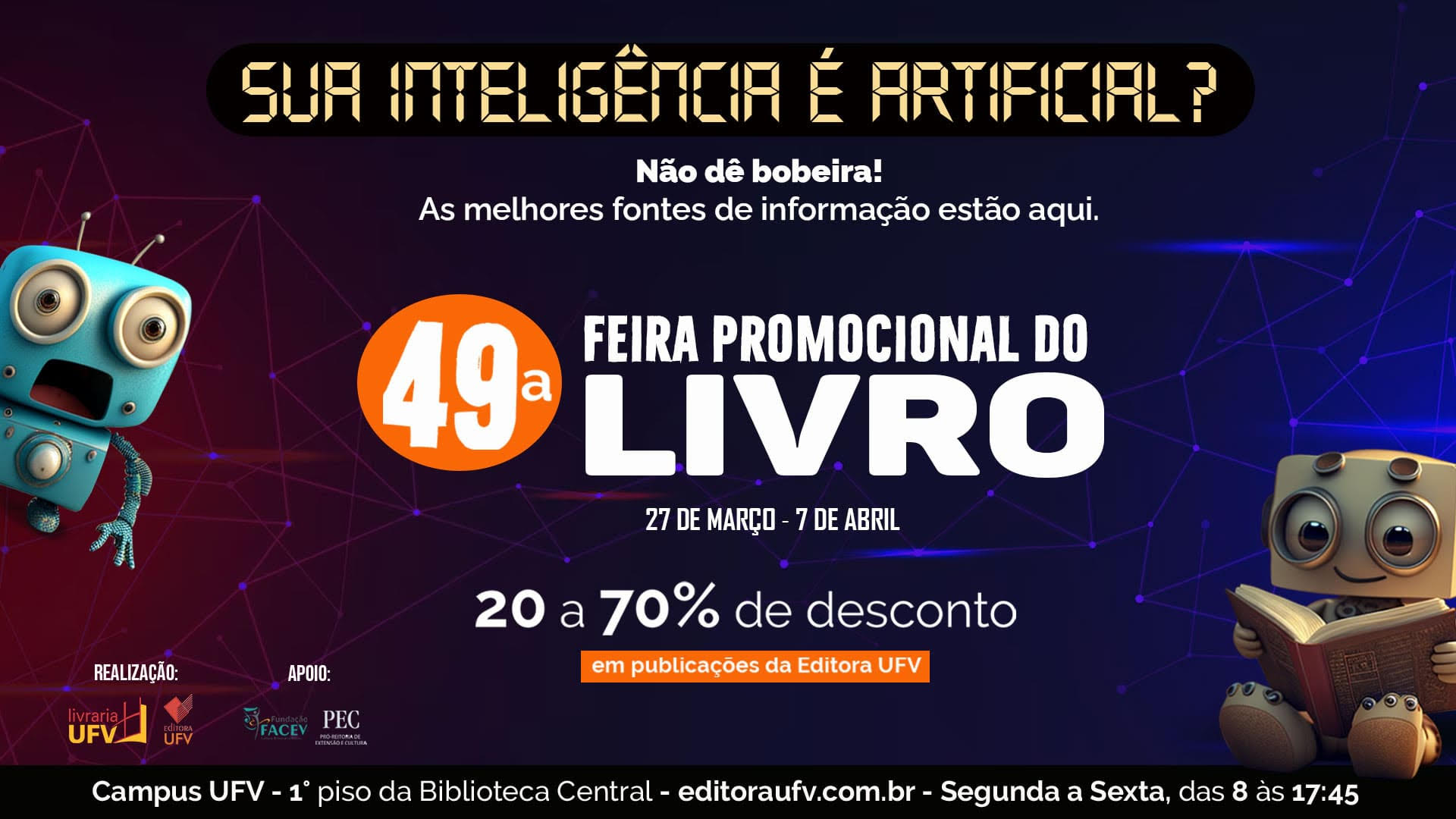 Feira do Livro começa nesta segunda, 27, na UFV